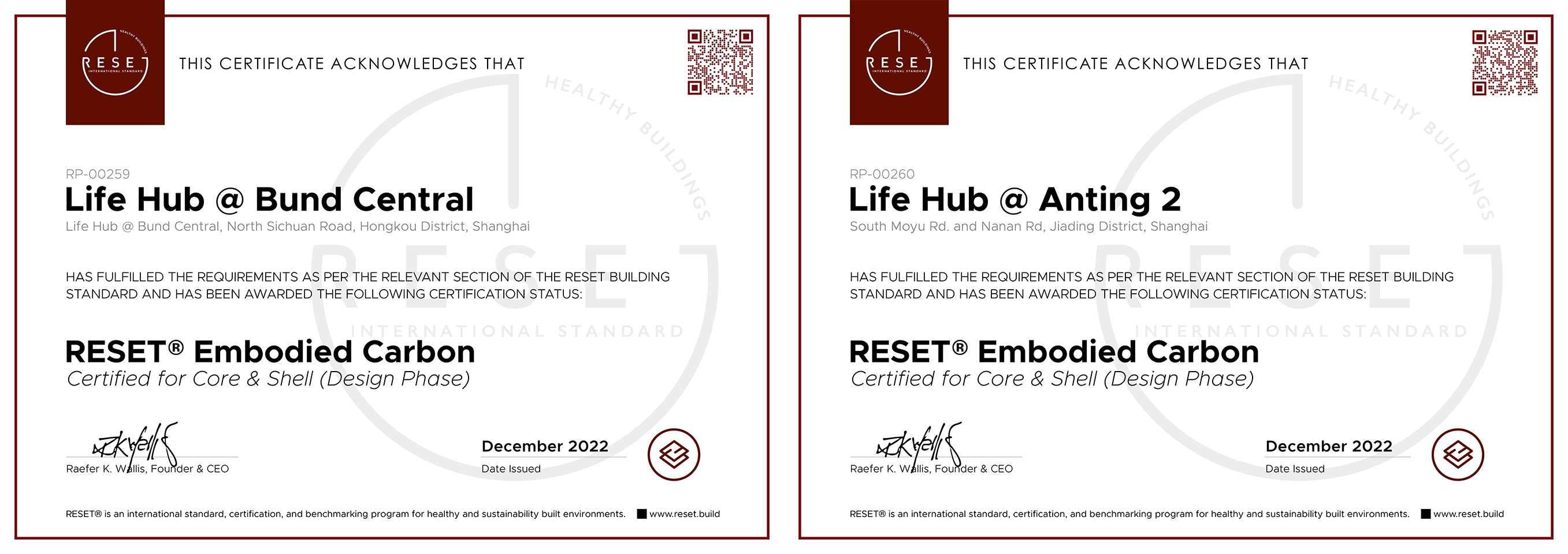 Life Hub @ Bund Central & Anting 2 - First Certified RESET Embodied Carbon Developments | RESET®